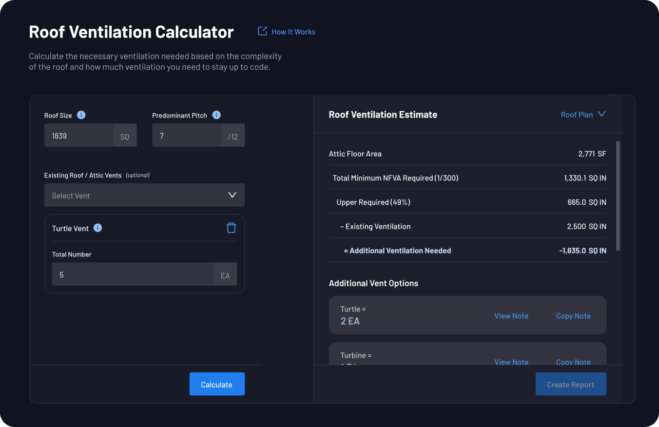 Ventilation Calculator | Roof Vent & Attic | OneClick Code